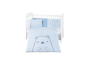 3801101061153 - Kikkaboo Babybettwäsche Bär 6-tlg Decke 135 x 95 Kissen 45 x 35 Laken 120 x 60 blau