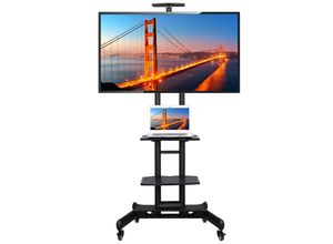 4059852592894 - TV Standfuß TV Ständer mit Rollen Universal Mobil Wagen Fernsehständer schwenkbar Standfuß höhenverstellbar für 32-65 Zoll mit integriertem