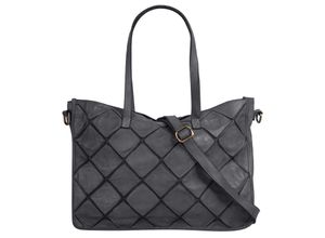 4262427392120 - Shopper SAMANTHA LOOK Damen Gr B H T 40cm x 28cm x 10cm onesize grau Leder Taschen echt Leder Made in Italy