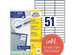 4004182034200 - Avery® Zweckform Etiketten 3420 A4 universell permanenthaftend ultragrip druckergeeignet FSC®-Papier rechteckig weiß 5100 Stück auf 100 Bogen