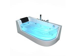 4058166109934 - Whirlpool Badewanne - carica Links weiß mit Heizung und Massage - Maße 170 x 80 x 59 cm i Eckwanne Indoor Badewanne - Home Deluxe