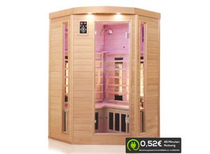 4251575101524 - Infrarotkabine Infrarotsauna lakefield 3 inkl Vollspektrumstrahler für 2-3 Personen - LED-Farblicht - Wärmekabine mit Radio Bluetooth 140 cm x 140