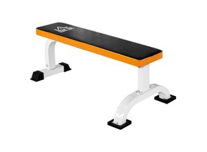 4250871280650 - Hantelbank rutschfest schwarz weiß orange 110 x 585 x 40 cm (LxBxH) Fitnessbank Schrägbank Trainingsbank Krafttraining