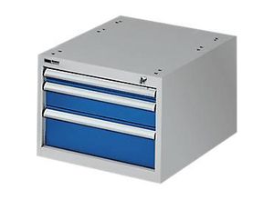 4051273622150 - Schubladenunterbau für modulare Werkbank Typ 1 3 Schübe enzianblau RAL 5010 weißaluminium RAL 9006