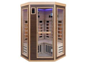 4251575101760 - Dewello® Infrarotkabine Infrarotsauna MONTREAL 120cm x 120cm inkl 6 Vollspektrumstrahler 3 Karbonstrahler 2 Personen