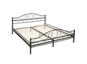 4061173210128 - tectake® Metallbett mit Lattenrost im romantischen Design - 200 x 180 cm schwarz schwarz