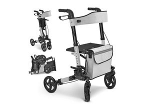 4260565522683 - Rollator Vital faltbar leicht & höhenverstellbar aus Aluminium bis 130 kg mit Sitz Grau