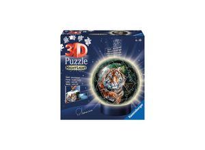 4005556112487 - Ravensburger 3D Puzzle 11248 - Nachtlicht Puzzle-Ball Raubkatzen - 72 Teile - ab 6 Jahren LED Nachttischlampe mit Klatsch-Mechanismus