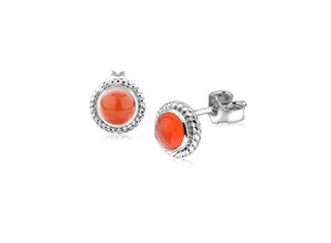 4056261039354 - Paar Ohrstecker Karneol Geburtsstein Juli Trend 925 Silber Ohrringe Gr OneSize mit Steinen Silber 925 (Sterlingsilber) orange (orange orange) Damen