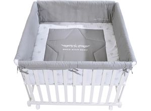 4005317281582 - Laufgitter ROBA Rock Star Baby 2 100x100 cm weiß Baby Laufställe mit Stoffeinlage und Nestchen