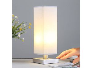 4251096516784 - Lindby - Julina - Textil-Nachttischlampe in hellem Grau - hellgrau nickel satiniert