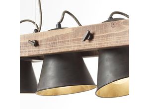 4004353359682 - Lampe Plow Pendelleuchte 3flg schwarz stahl holz 3x A60 E27 10W geeignet für Normallampen (nicht enthalten) Köpfe schwenkbar - schwarz - Brilliant