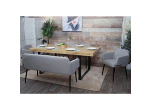 4057651314983 - Esszimmer-Set MCW-L13 4er-Set Stuhl+Sitzbank Esszimmergruppe Sitzgruppe Esszimmergarnitur Stoff Textil ~ grau