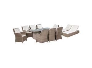 8720286185520 - Bonnevie - 11-tlg Garten-EssgruppeGartenmöbel Set Poly Rattan Braun vidaXL