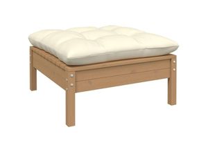 8720286670750 - Bonnevie - Gartenhocker mit Creme Kissen Honigbraun Massivholz Kiefer vidaXL574035