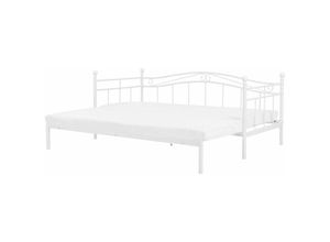 4251682216302 - Beliani - Metallbett Weiß 90 x 200 cm Ausziehbar Mit Lattenrost Metall Verzierungen Ausziehfunktion Romantisch Klassisch