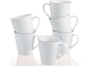 4014114133154 - Becher RETSCH ARZBERG Heike Blaurand Trinkgefäße Gr 250 ml 6 tlg weiß (weiß blau) Kaffeebecher und Kaffeetassen 6-teilig Made in Germany