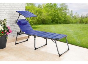 5701390654846 - Solax-Sunshine XXL-Komfort-Sonnenliege inkl Kissen gepolstert aus Aluminium - Blau