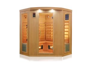 4251575100176 - Dewello® Infrarotkabine Infrarotsauna HALEY inkl Vollspektrumstrahler für 2-4 Personen - LED-Farblicht - Wärmekabine mit Radio Bluetooth 160cm x