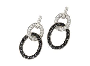 4006046166652 - Paar Ohrhänger CELESTA 925 Sterling Silber Zirkonia weiß und schwarz Ohrringe Gr ONE-SIZE Silber 925 (Sterlingsilber) weiß (weiß schwarz) Damen Ohrhänger