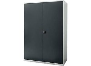 4051273769350 - Genius Flügeltürenschrank FS Stahl mit Belüftungslöchern B 1343 x T 620 x H 1950 mm 5 OH Lichtgrau Anthrazitgrau bis 750 kg