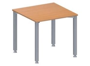 4251898814460 - Genius Konferenztisch MODENA FLEX Quadrat 4-Fuß Quadratrohr B 800 x T 800 x H 720-840 mm Buche weißaluminium RAL 9006