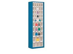 4009292858616 - Magazinschrank Volumen 333 l 43 herausnehmbare Klappkästen mit Griffmulde B 665 x T 250 x H 2000 mm enzianblau transparent