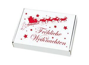 4055453000127 - Maxibriefkartons mit Motiv „Weihnachtsschlitten“ portooptimiert bis 20 kg Außenmaße 250 x 174 x 50 mm Mikrowellpappe weiß-braun 20 Stück