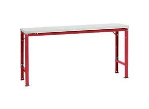 4045916140194 - AU70873003 Arbeits-Grundtisch UNIVERSAL Spezial mit Kunststoffplatte BxTxH = 1750x800x722-1022 mm Rubin-Rot