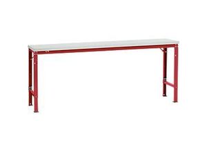 4045916138337 - AU71113003 Arbeits-Grundtisch UNIVERSAL Spezial mit Melaminplatte BxTxH = 2000 x 800 x 722-1022 mm Rubin-Rot