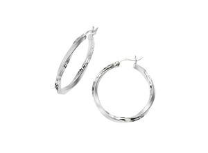 4006046282253 - Paar Creolen FIRETTI Schmuck Geschenk Silber 925 Basic diamantiert Ohrringe Gr 25 Silber 925 (Sterlingsilber) silberfarben Damen Creolen