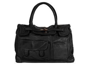 4262427390478 - Shopper SAMANTHA LOOK Damen Gr B H T 41cm x 29cm x 16cm onesize schwarz Leder leicht glänzend unifarben Taschen echt Leder Made in Italy