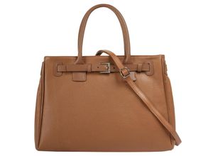 4260543052539 - Henkeltasche CLUTY Damen Gr B H T 40cm x 28cm x 10cm onesize braun (cognac) Leder leicht glänzend unifarben Taschen echt Leder Made in Italy
