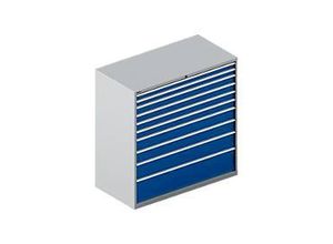 4051273688927 - Select Schubladenschrank WSK 78–36 E Stahl 10 Schübe 75 kg Traglast B 1431 mm x T 725 mm x H 1450 mm weißalu enzianblau