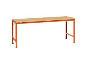 4045916460513 - AU71252001 Arbeits-Grundtisch UNIVERSAL Spezial mit Multiplexplatte BxTxH = 2000 x 1000 x 722-1022 mm Rotorange (RAL 2001)