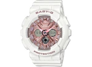 4549526225727 - Chronograph CASIO BABY-G BA-130-7A1ER Armbanduhren rosegold (weiß) Damen Quarzuhren Quarzuhr Armbanduhr Damenuhr digital Stoppfunktion Weltzeit