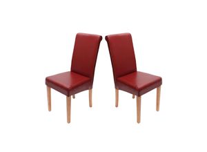 4057651062303 - 2er-Set Esszimmerstuhl Lecce II Leder ~ rot helle Beine