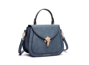 4036673233205 - Umhängetasche Alessa Damen Gr B H T 23cm x 19cm x 10cm onesize blau Lederimitat COLLEZIONE ALESSANDRO Taschen mit aufgesetztem Steckfach