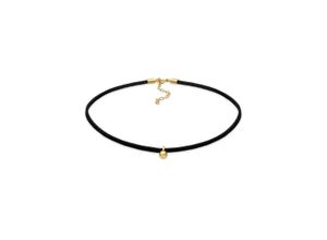 4050878587208 - Collier ELLI Choker Velour Schwarz mit Anhänger Kugel Silber Halsketten Gr 32 Silber 925 (Sterlingsilber) Länge 32 cm goldfarben (gold) Damen