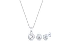 4050878586331 - Schmuckset ELLI PREMIUM Kette Stecker Kristalle Edel 925 Silber Schmuck-Sets Gr OneSize mit Stein silberfarben (silber weiß) Damen