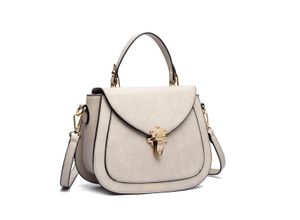 4036673233182 - Umhängetasche Alessa Damen Gr B H T 23cm x 19cm x 10cm onesize beige Lederimitat COLLEZIONE ALESSANDRO Taschen mit aufgesetztem Steckfach