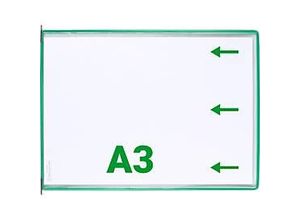 3377991180057 -  Sichttafeln mit 5 Aufsteckreitern DIN A3 quer grün Öffnung seitlich 3377991180057 tarifold 10 Stück