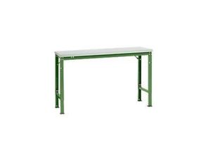 4045916139914 - AU70576011 Arbeits-Grundtisch UNIVERSAL Spezial mit Kunststoffplatte BxTxH = 1500x800x722-1022 mm Resedagrün (RAL 6011)