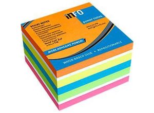 4044355788820 - inFO Power Notes Haftnotizwürfel 75 x 75 mm 450 Blatt blanko 6 Farben