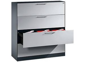 4064615071042 - Hängeregistraturschrank ASISTO C 3000 4 Schubladen 3-bahnig B 1200 mm anthrazit alusilber