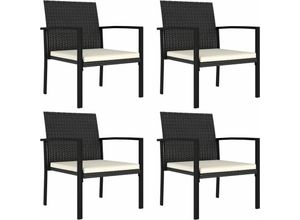 8720286188446 - Bonnevie - 4 Stk Garten-EssstühleGartenstühle Poly Rattan Schwarz vidaXL