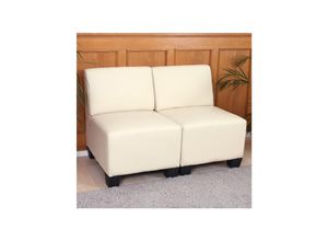 4052826121786 - Modular 2-Sitzer Sofa Couch Moncalieri Kunstleder ~ creme ohne Armlehnen