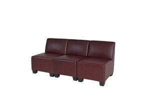 4057651497792 - Modular 3-Sitzer Sofa Couch Moncalieri Kunstleder ~ rot-braun ohne Armlehnen