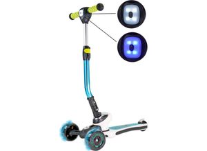 4009197304317 - 3-Rad Kinder Scooter Space mit LED Lampe + LED Rädern türkis-weiß