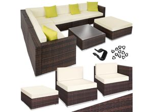 4061173125170 - tectake® Rattan Lounge mit Aluminiumgestell wetterfest und UV-beständig mit Sicherheitsglasplatte